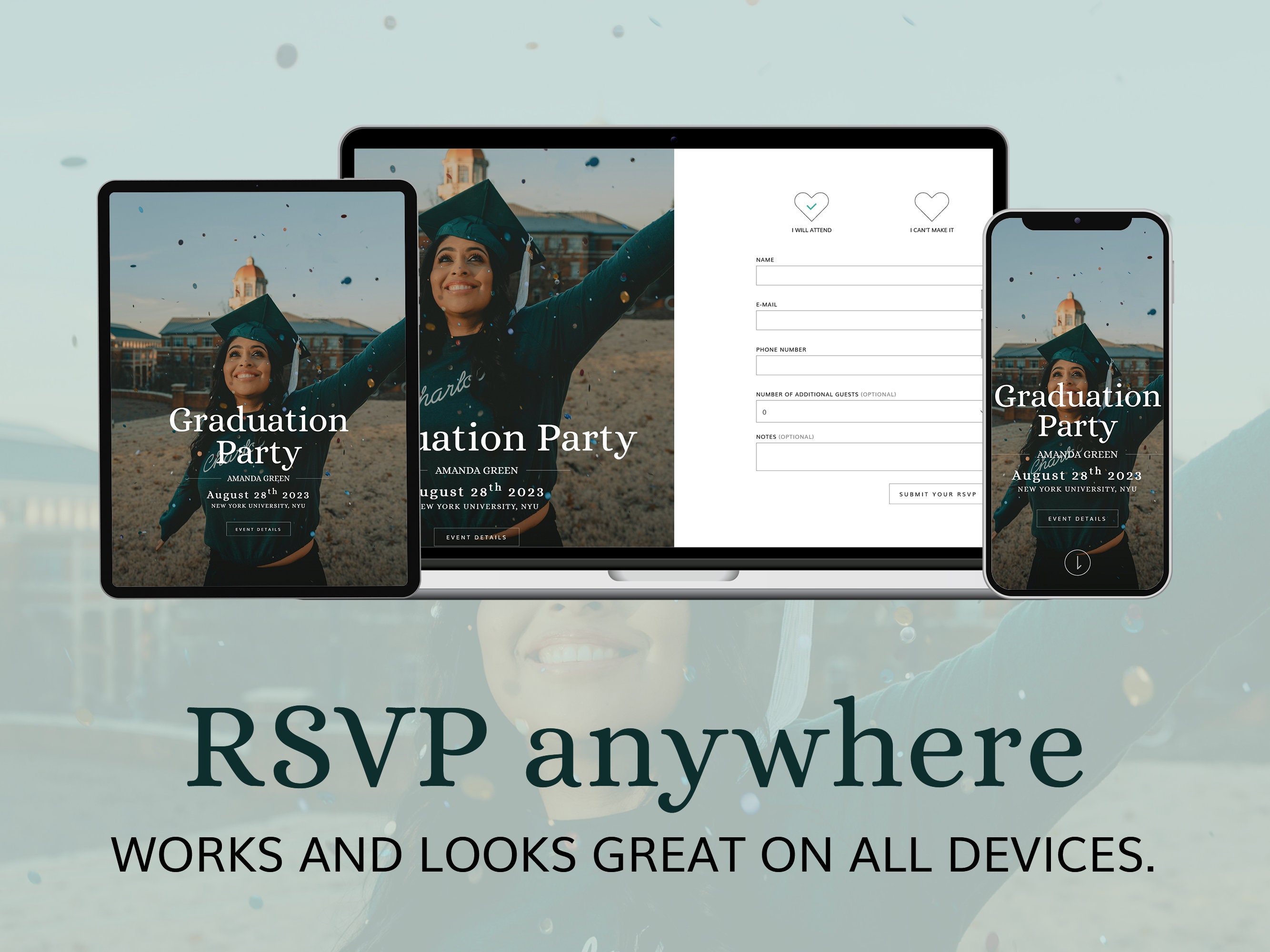 Digital Graduation Party Invitation & RSVP - Mini Graduation Party ...