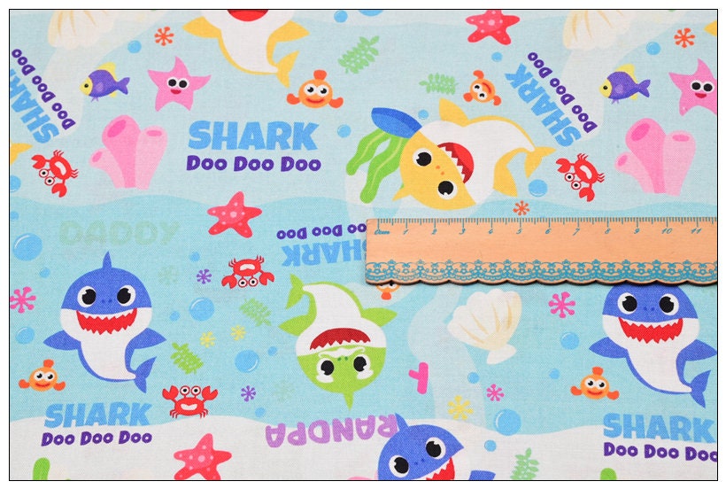 Baby Shark Fabric Shark Family Party Fabric Cartoon Fabric - Etsy