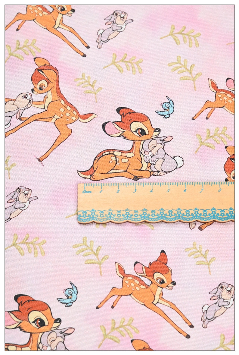 Disney Bambi Fabric 1950s/60s Vintage Fabric Cartoon Fabric Cotton ...