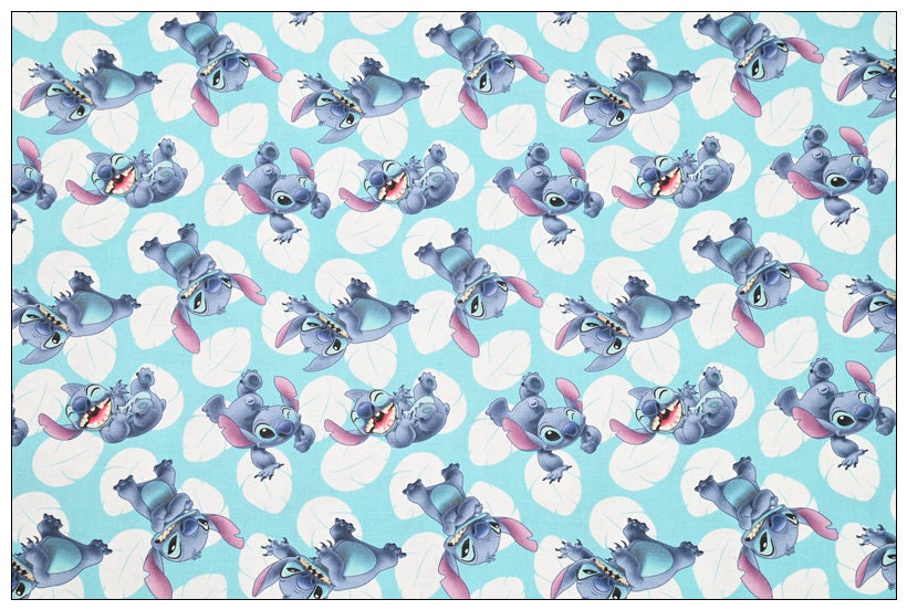 Stitch Fabric Blue Koala Fabric Cartoon Fabric Cotton Fabric by the ...
