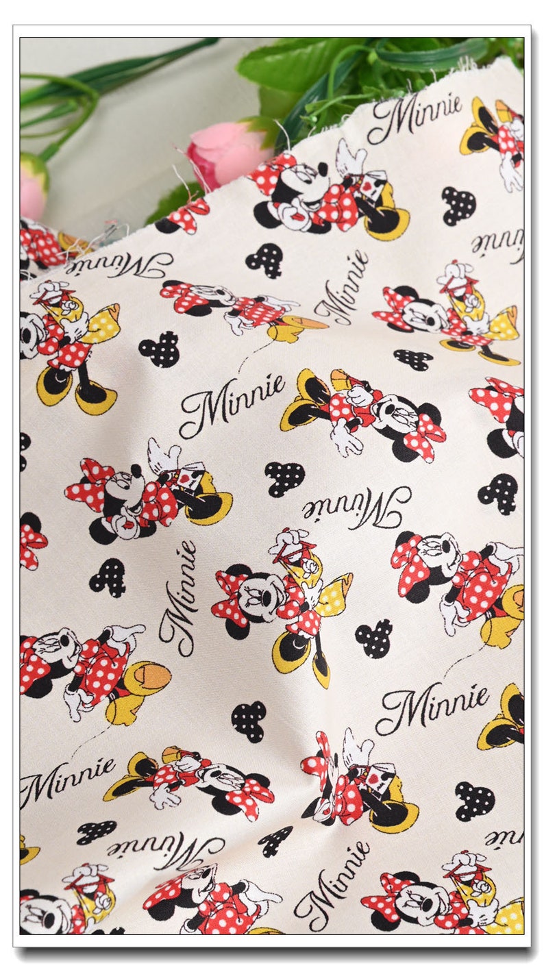 Disney's Minnie Mouse Fabric Cartoon Fabric Cotton Fabric by the Half ...