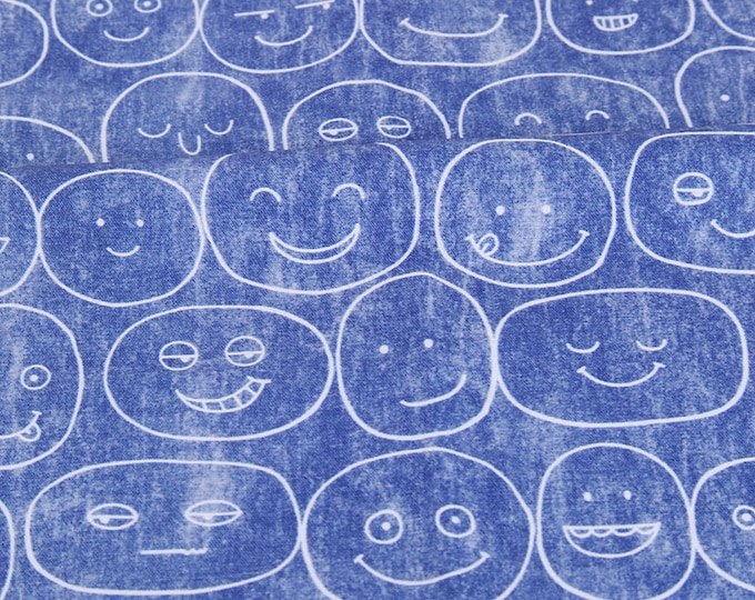 Happy Face Fabric Run Happy Faces Purples Blues by Clothcraft Happy ...