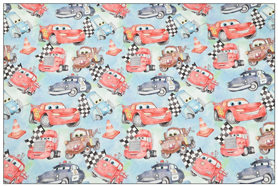 Disney Pixar Cars & Lightening Mcqueen Fabric Cartoon Fabric Cotton ...