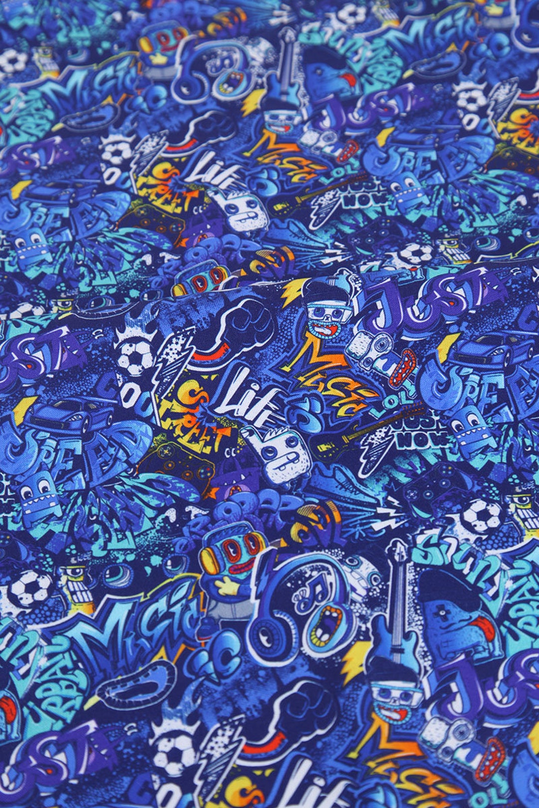 Rock & Roll Fabric Rock Band Fabric Cartoon Fabric Cotton Fabric by the ...