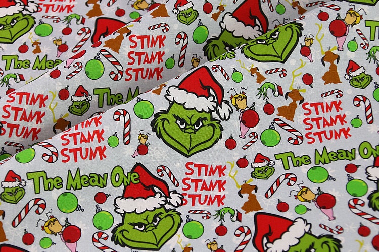 Grinch Fabric Merry Grinchmas Fabric Cartoon Fabric Cotton Fabric by ...