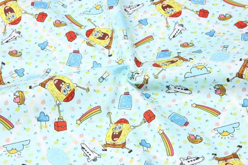 Spongebob Squarepants Fabric Spongebob Patrick Fabric Cartoon - Etsy