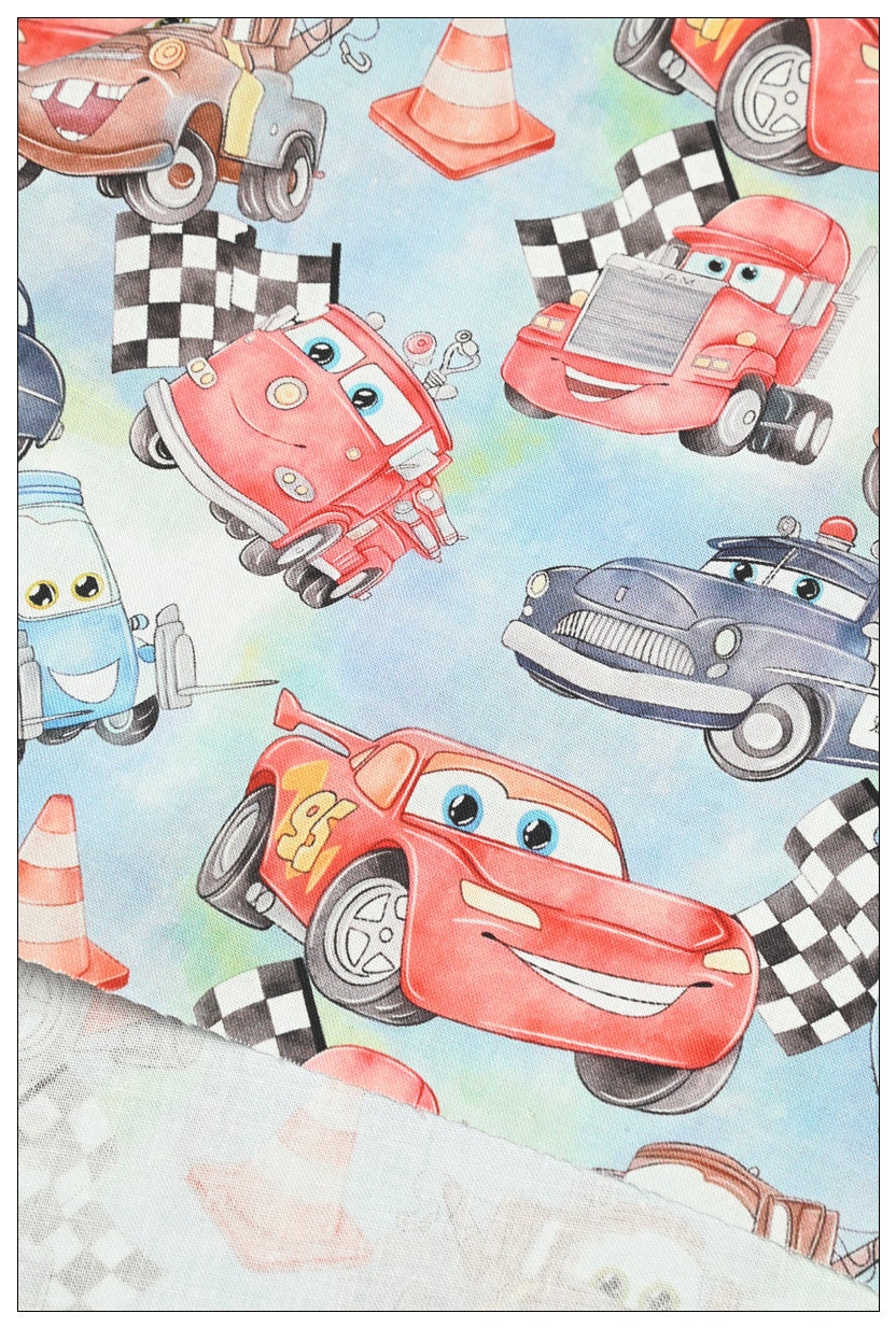 Disney Pixar Cars & Lightening Mcqueen Fabric Cartoon Fabric Cotton ...