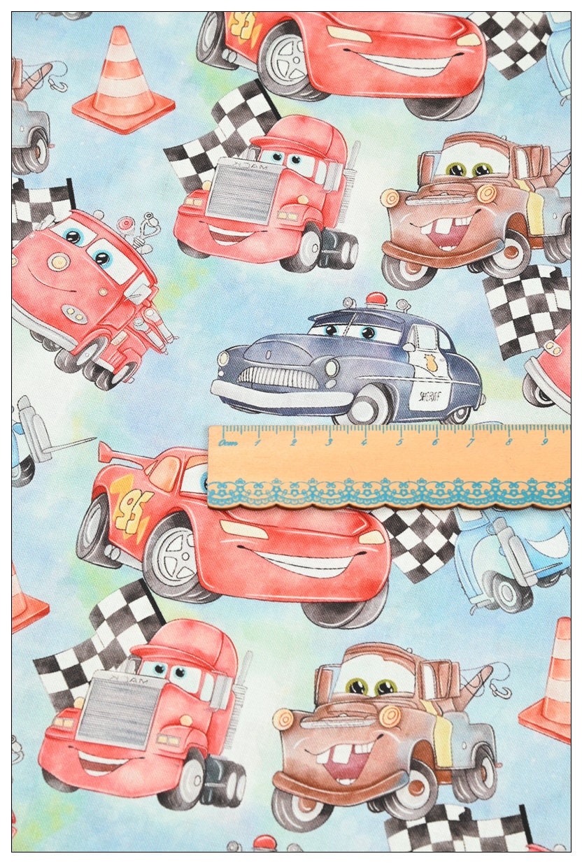 Disney Pixar Cars & Lightening Mcqueen Fabric Cartoon Fabric Cotton ...
