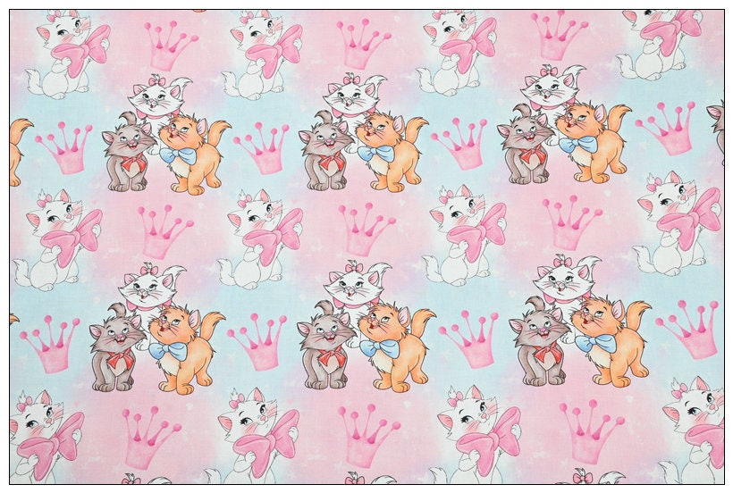 Marie Cat Fabric Aristocats Pink White Furred Kitten Fabric Etsy