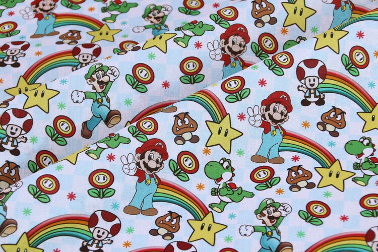 Super Mario Fabric Mario and Friends Fabric Japanese Cartoon - Etsy