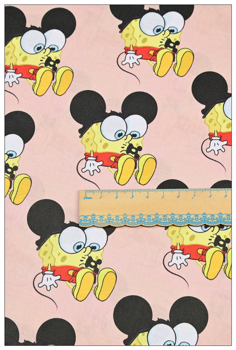 Spongebob Squarepants and Mickey & Minnie Mouse Fabric Cartoon - Etsy
