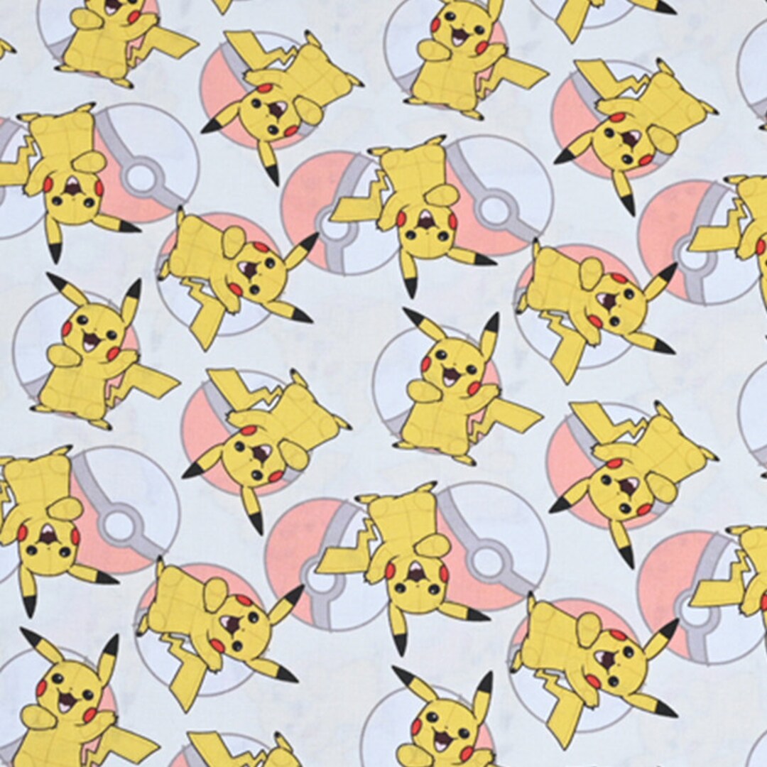 Pokemon Fabric Pikachu Fabric Pocket Monster Fabric Cartoon Fabric Cotton Fabric by the Half ...