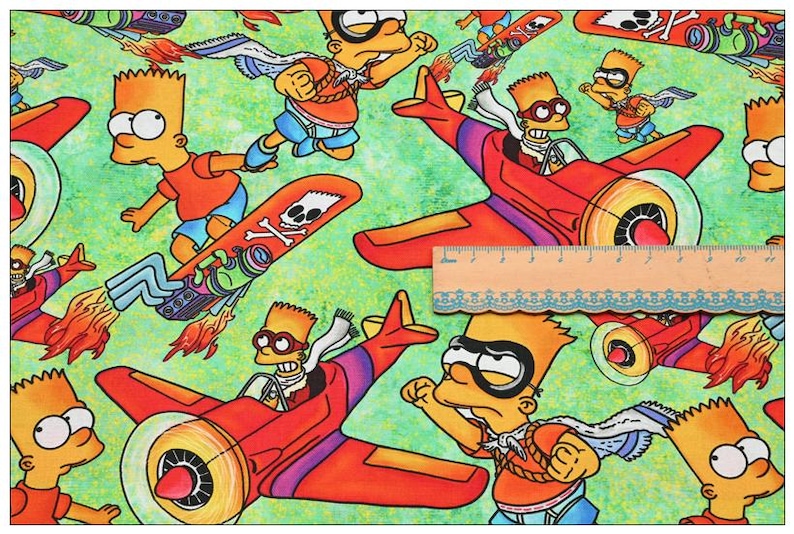 The Simpsons Fabric Bart Simpson Fabric Cartoon Fabric Cotton Fabric by ...