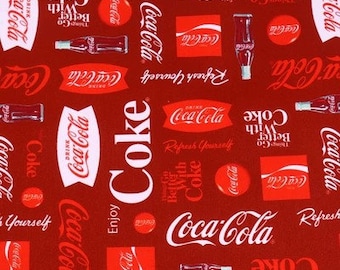 Coca-cola Fabric Red Cola Logo Glass Bottles Fabric Cartoon Fabric ...