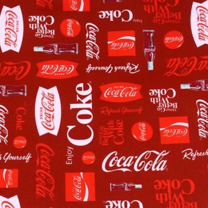 Coca-cola Fabric Red Cola Logo Glass Bottles Fabric Cartoon Fabric ...