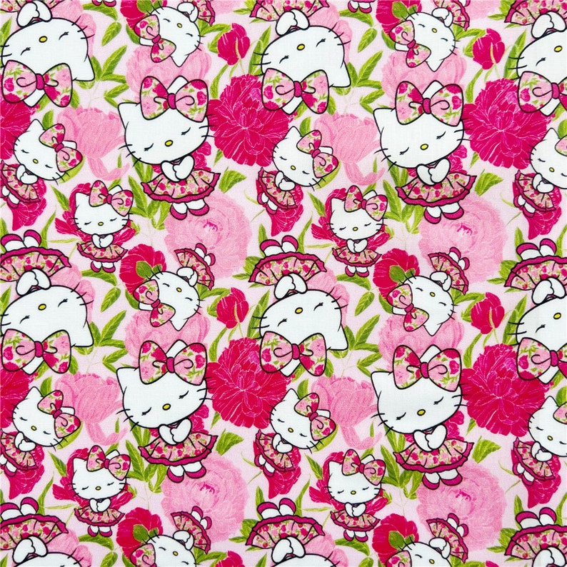 Hello Kitty Fabric Fortune Cat Fabric Japanese Cartoon Fabric Cotton ...