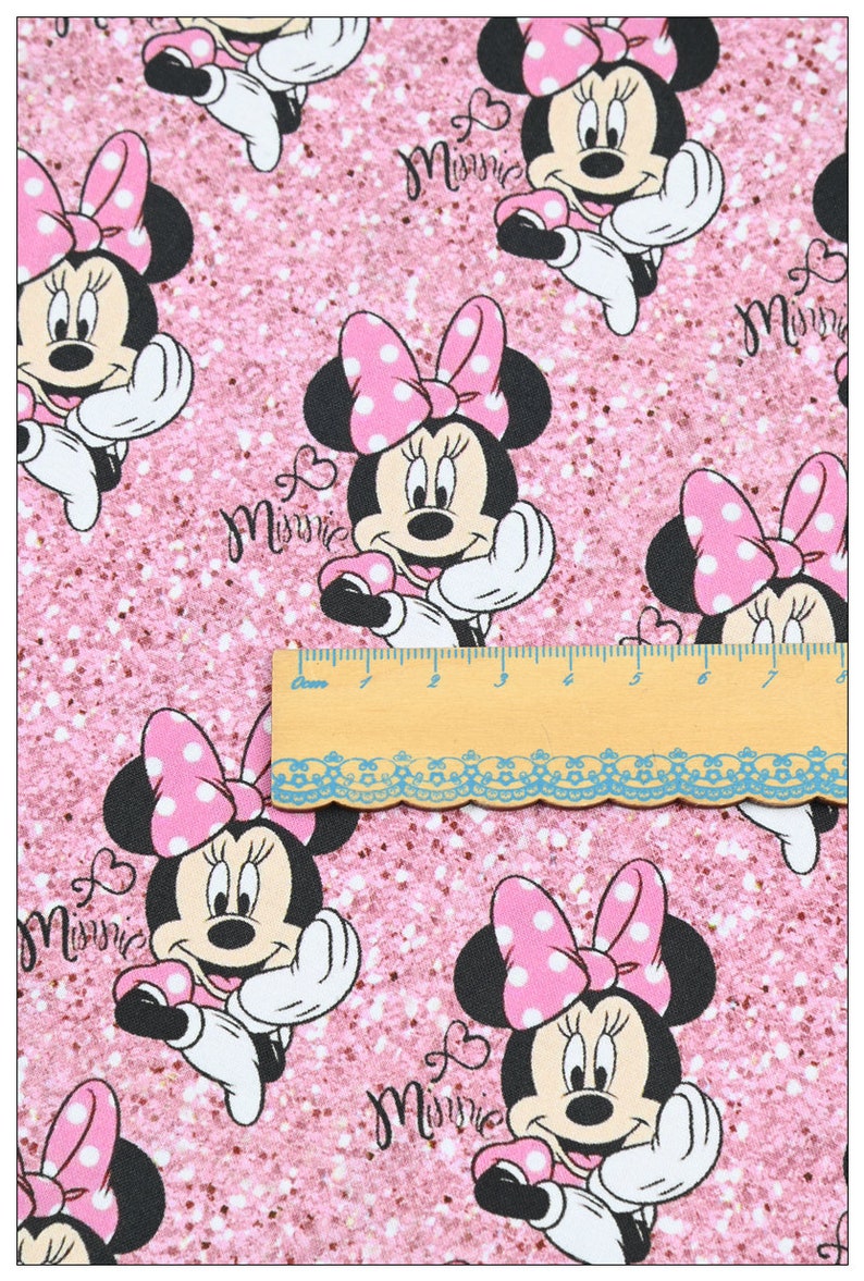 Mickey & Minnie Mouse Fabric Cartoon Fabric Cotton Fabric by the Half ...