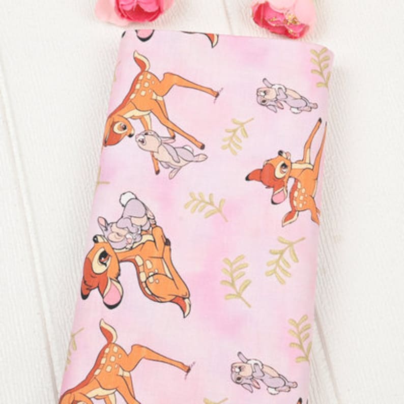 Disney Bambi Fabric 1950s/60s Vintage Fabric Cartoon Fabric Cotton ...