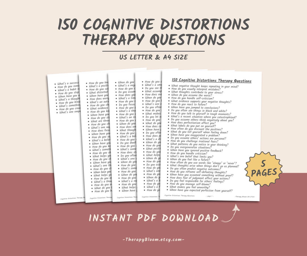 Cognitive Distortions Therapy Questions | CBT & Mindset Growth | CBT ...