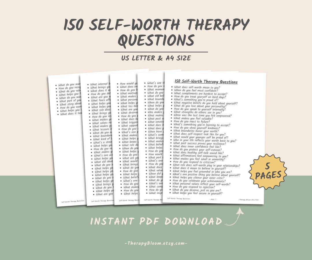 Self Worth Therapy Questions, Self Esteem Therapy, Personal Development ...