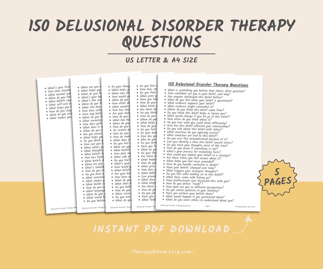 Delusional Disorder Therapy Questions: Mental Health Counseling Tool ...