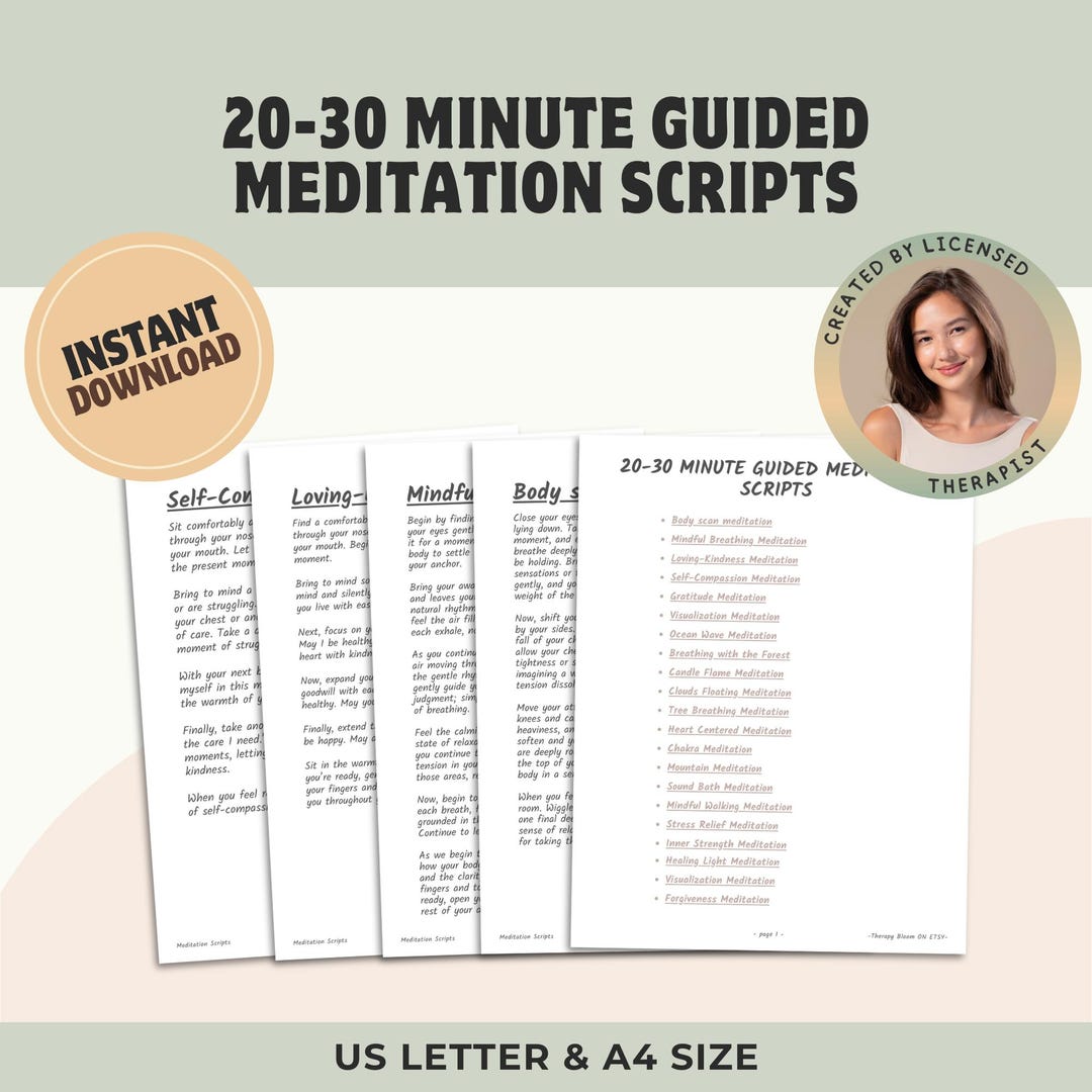 Guided Meditation Scripts: Stress, Anxiety, Trauma (printable PDF) - Etsy