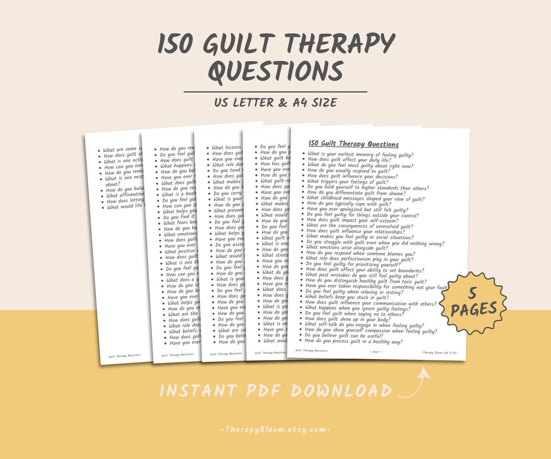 Guilt Therapy Questions | Self-reflection Prompts for Healing ...
