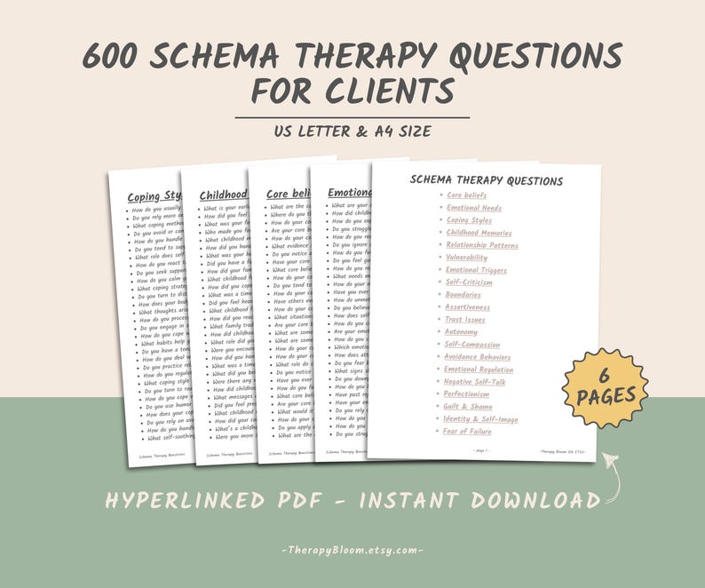 Schema Therapy Questions, Early Maladaptive Schemas, Mental Health ...