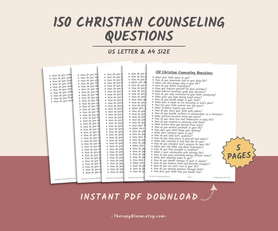 150 Christian Counseling Questions: Faith-based Therapy (printable PDF ...