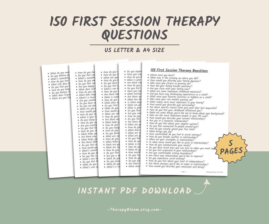 First Session Therapy Questions, Digital Guide for Therapists, Mental ...