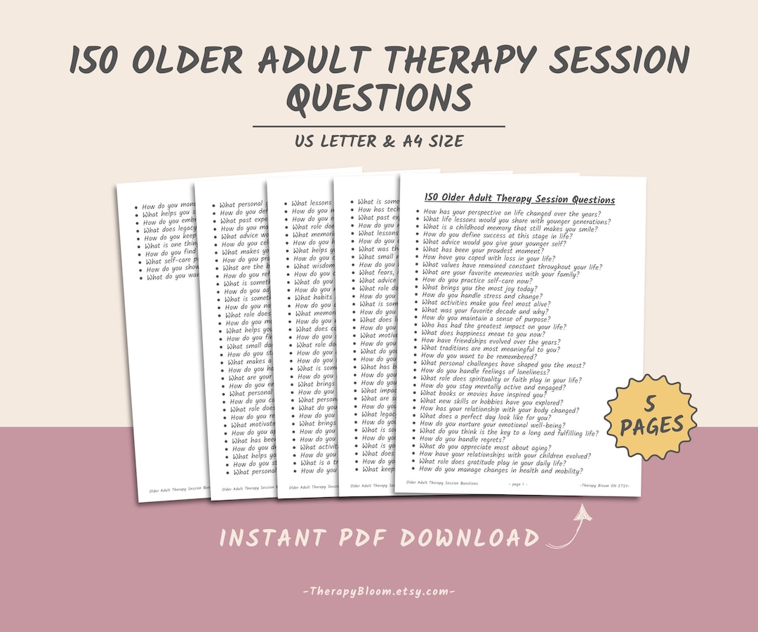 150 Older Adult Therapy Session Questions: Geriatric Counseling ...