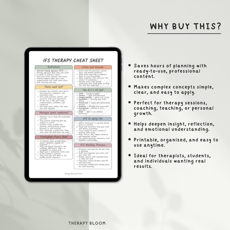 IFS Therapy Cheat Sheet, Inner Healing Guide (digital Download) - Etsy
