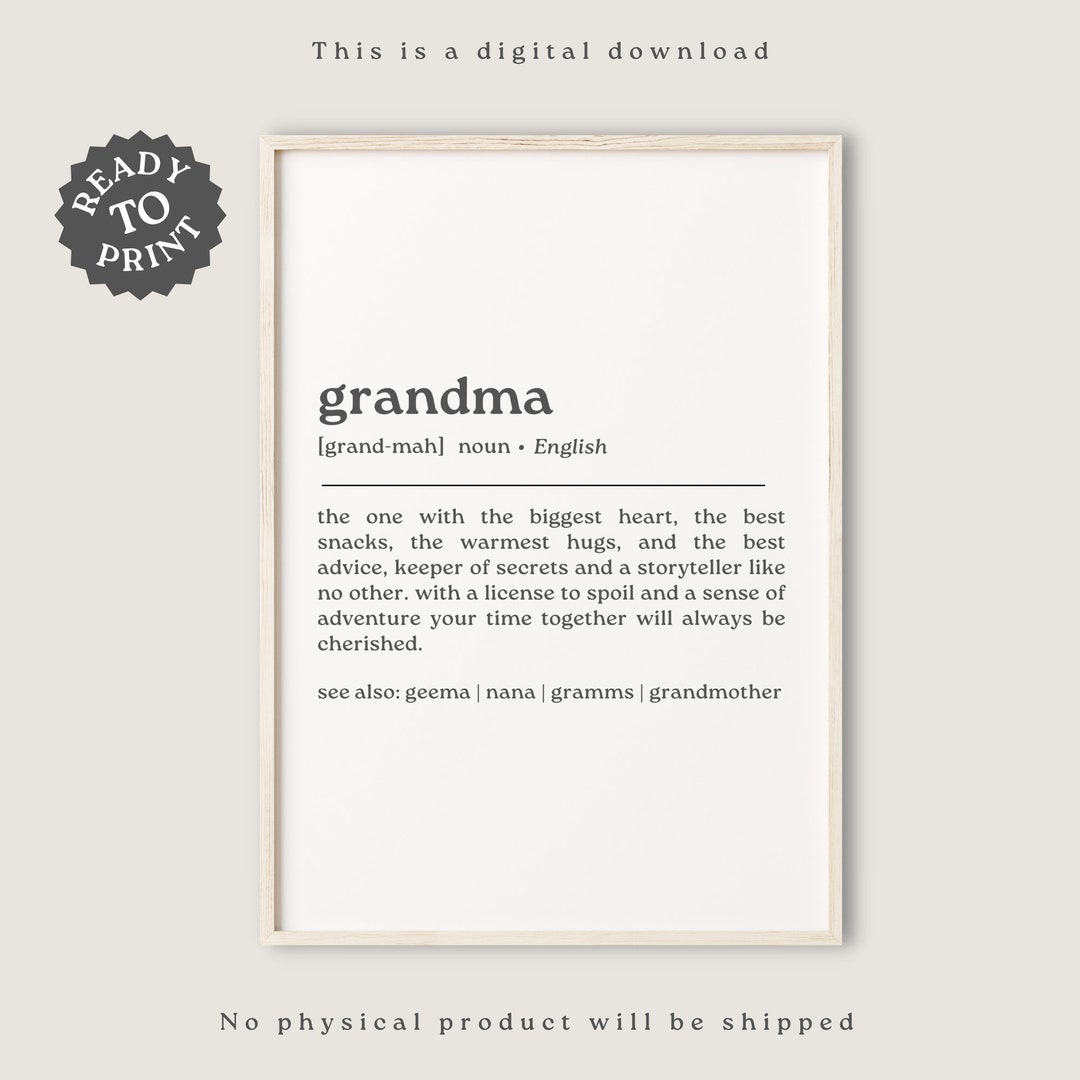 Grandma Definition Print, Mothers Day Gift, Wall Decor, Printable Art ...