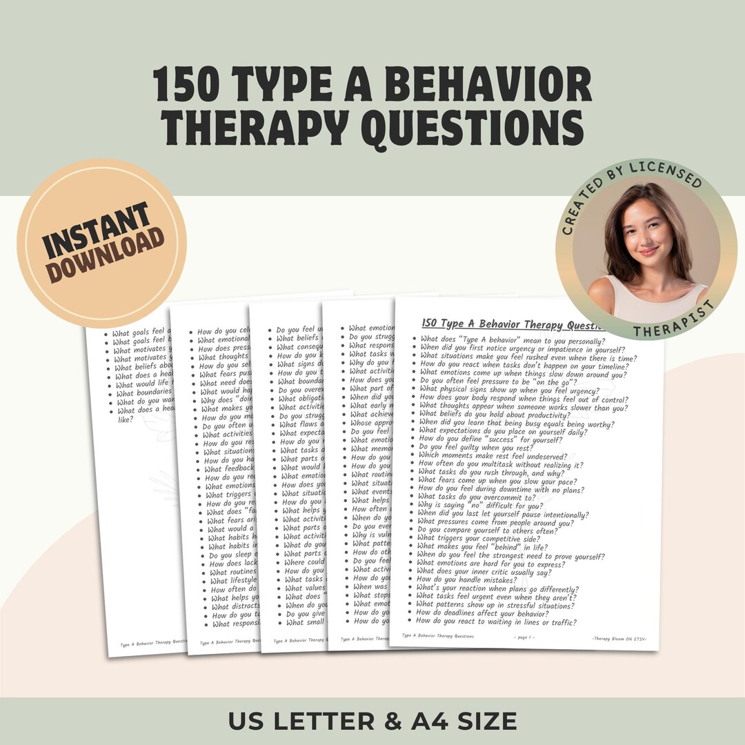 150 Type A Behavior Therapy Questions | Stress & Perfectionism Prompts ...