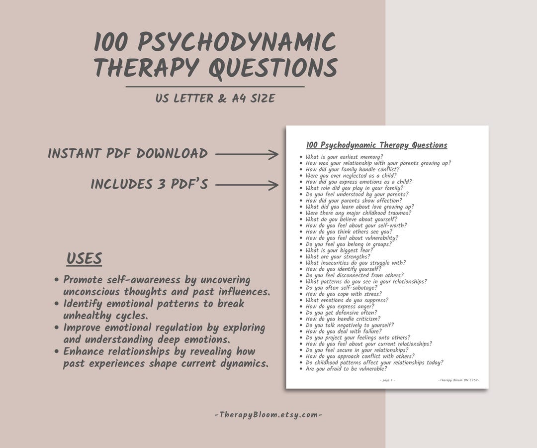 100 Psychodynamic Therapy Questions for Therapists and Counselors ...