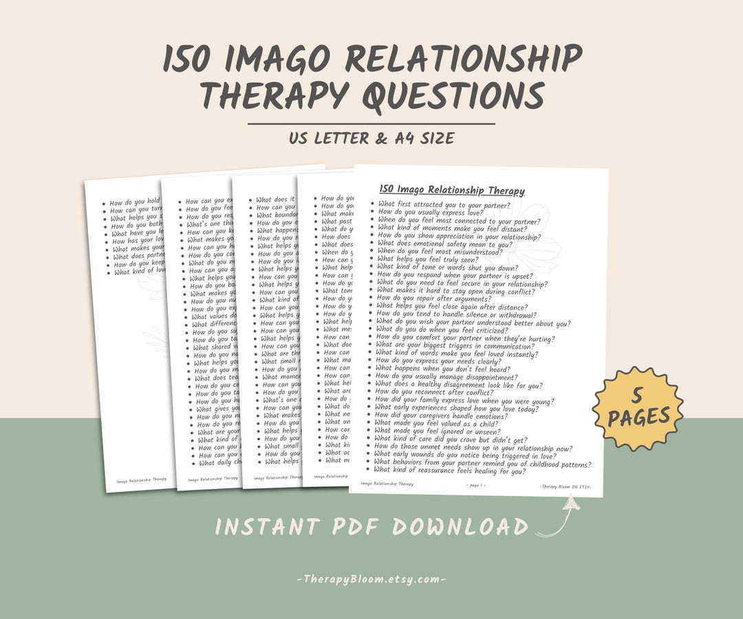 Imago Relationship Therapy Questions | Couples Counseling Printable PDF ...