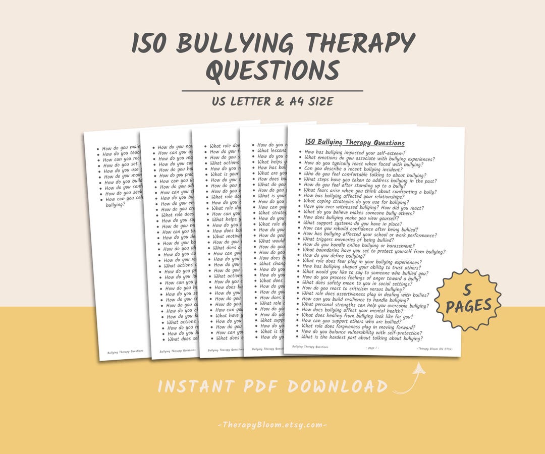 Bullying Therapy Questions: Counseling for Children & Teens (printable ...