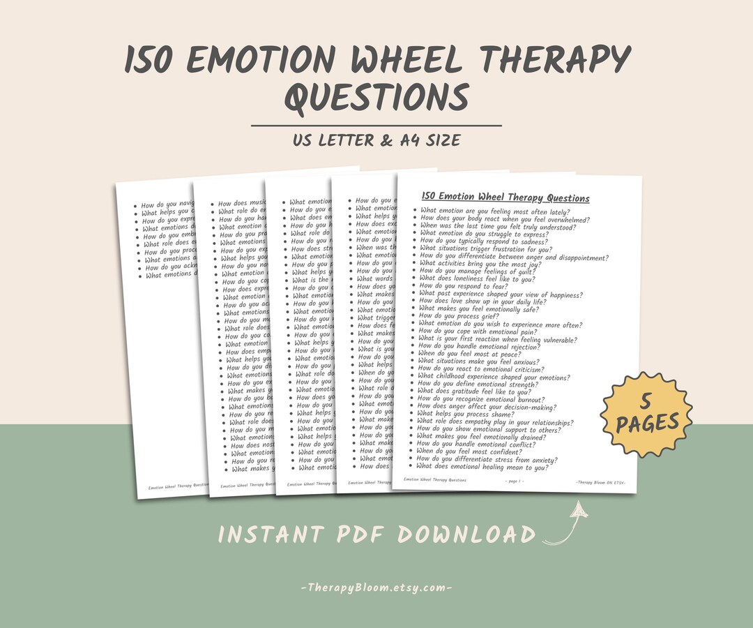 Emotion Wheel Therapy Questions | Feelings Identification & Processing ...