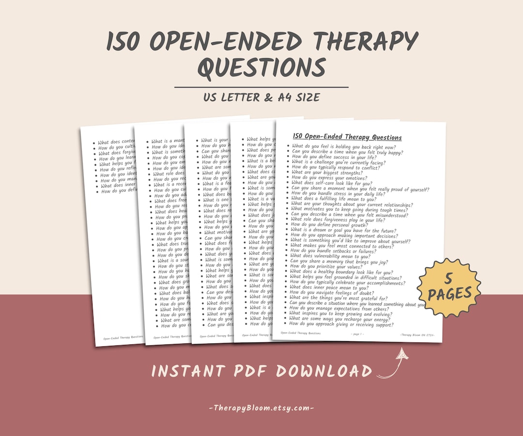 150 Open-ended Therapy Questions: Counseling Tools (printable PDF) - Etsy