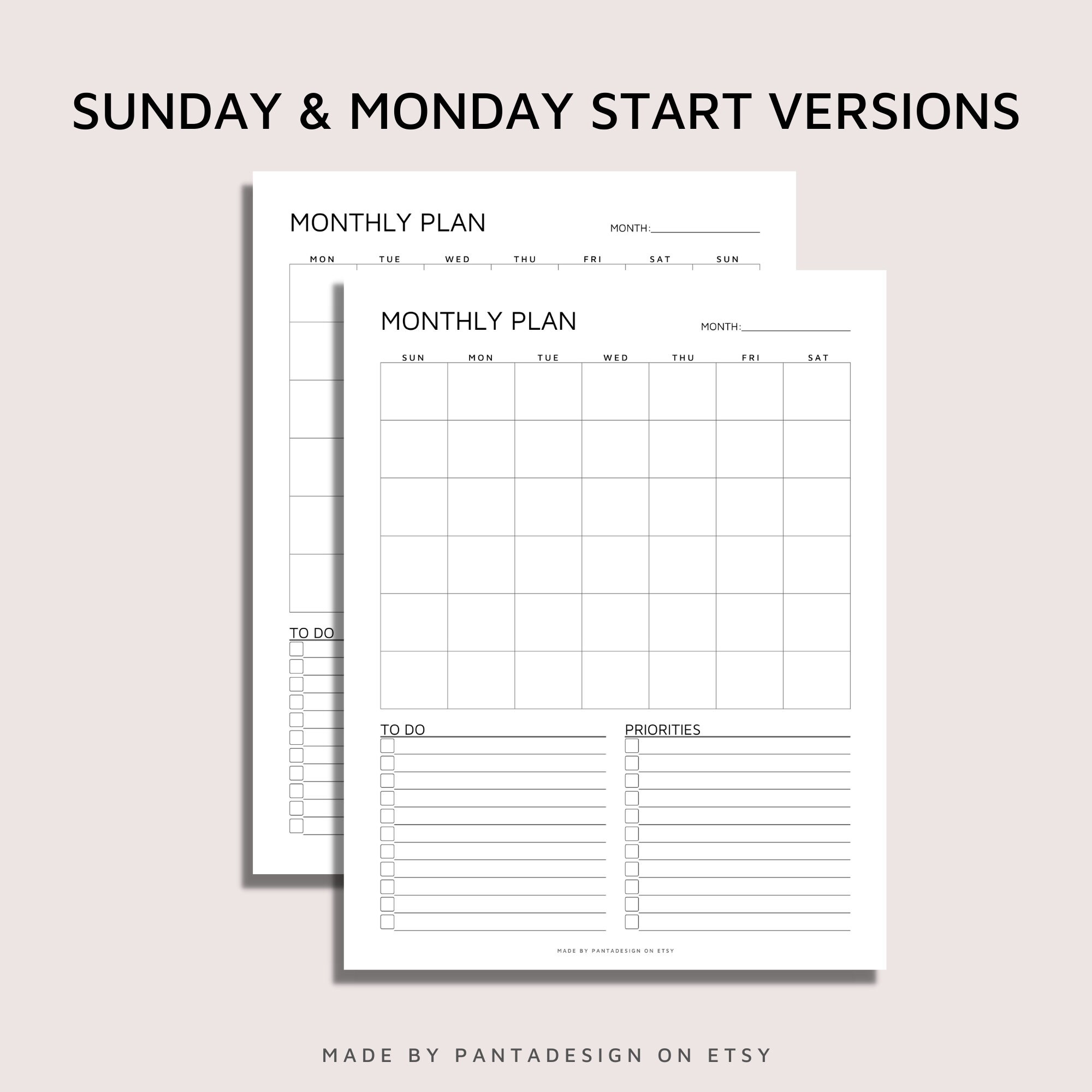 Monthly Planner Printable,productivity Planner,monthly to Do List ...