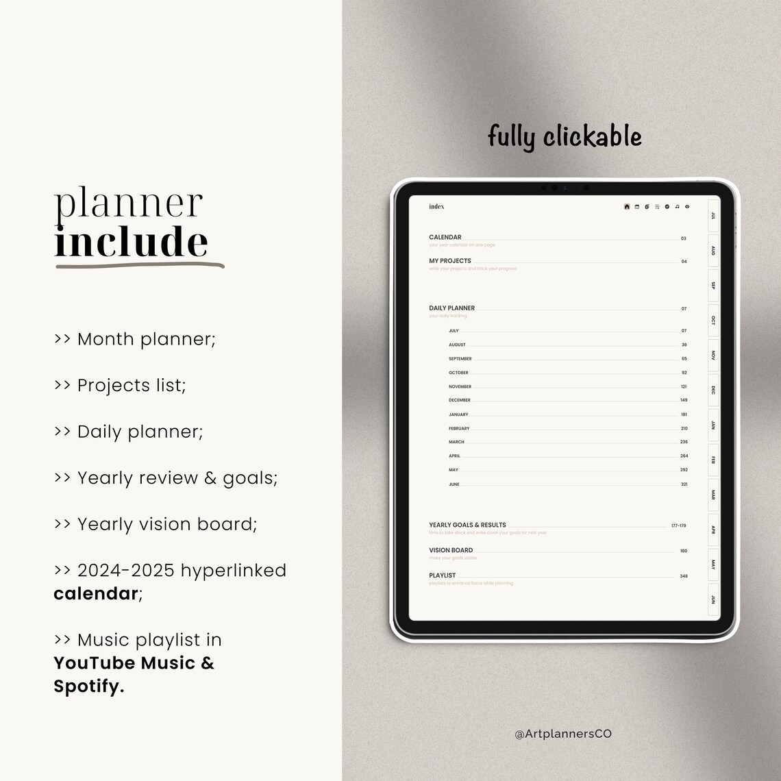 2024-2025 Midyear Portrait Digital Planner Hyperlinked Dated Monthly ...