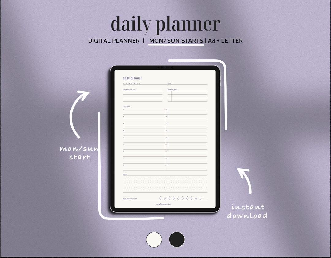 Detailed Daily Planner Template Schedule Notebook Vertical To-do List ...