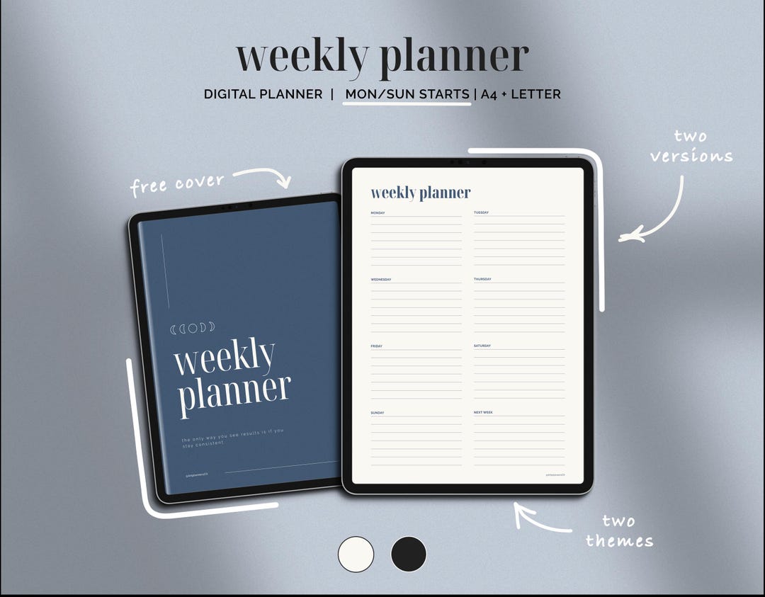 Portrait Digital Weekly Planner Template Agenda for Goodnotes and ...