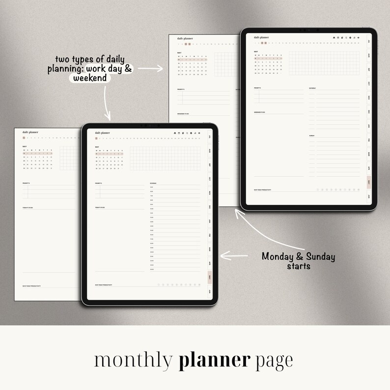 2024-2025 Midyear Portrait Digital Planner Hyperlinked Dated Monthly ...