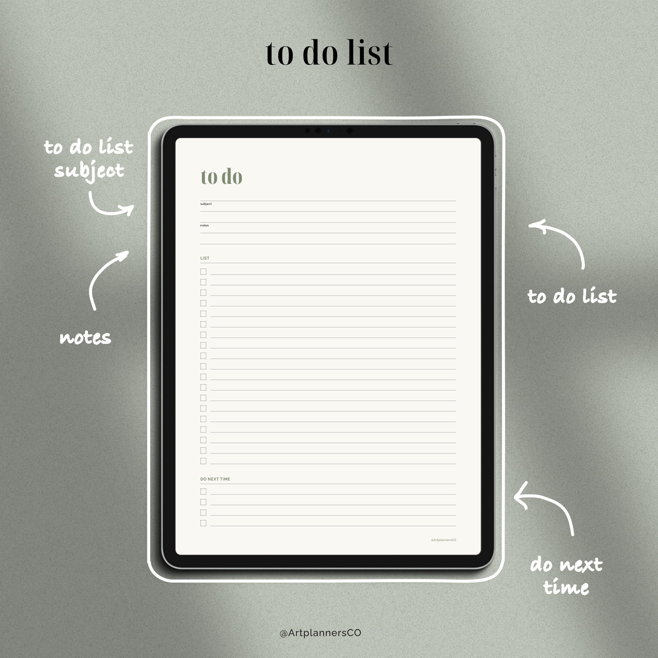 Digital To-do List Planner Template Portrait Notebook for Goodnoters ...