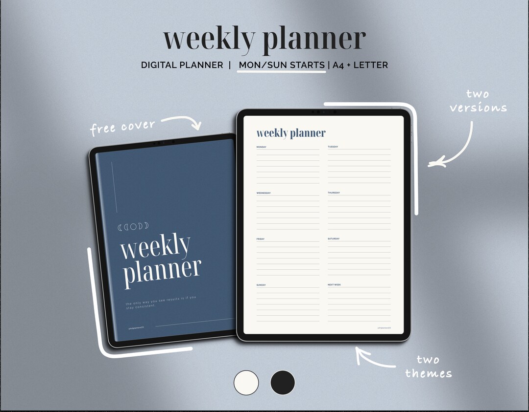 Vertical Digital Weekly Planner Template Agenda for Goodnotes and ...