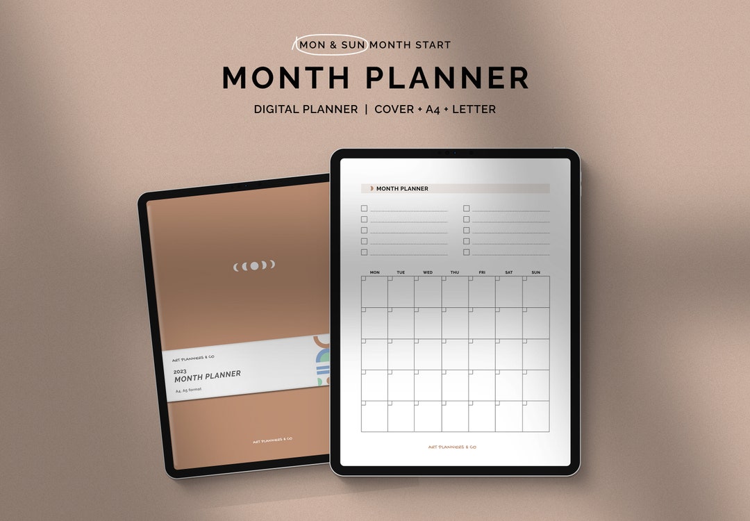 A4 Letter Digital Month Planner Template for Goodnotes - Etsy