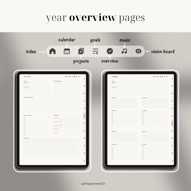 2024-2025 Midyear Portrait Digital Planner Hyperlinked Dated Monthly ...