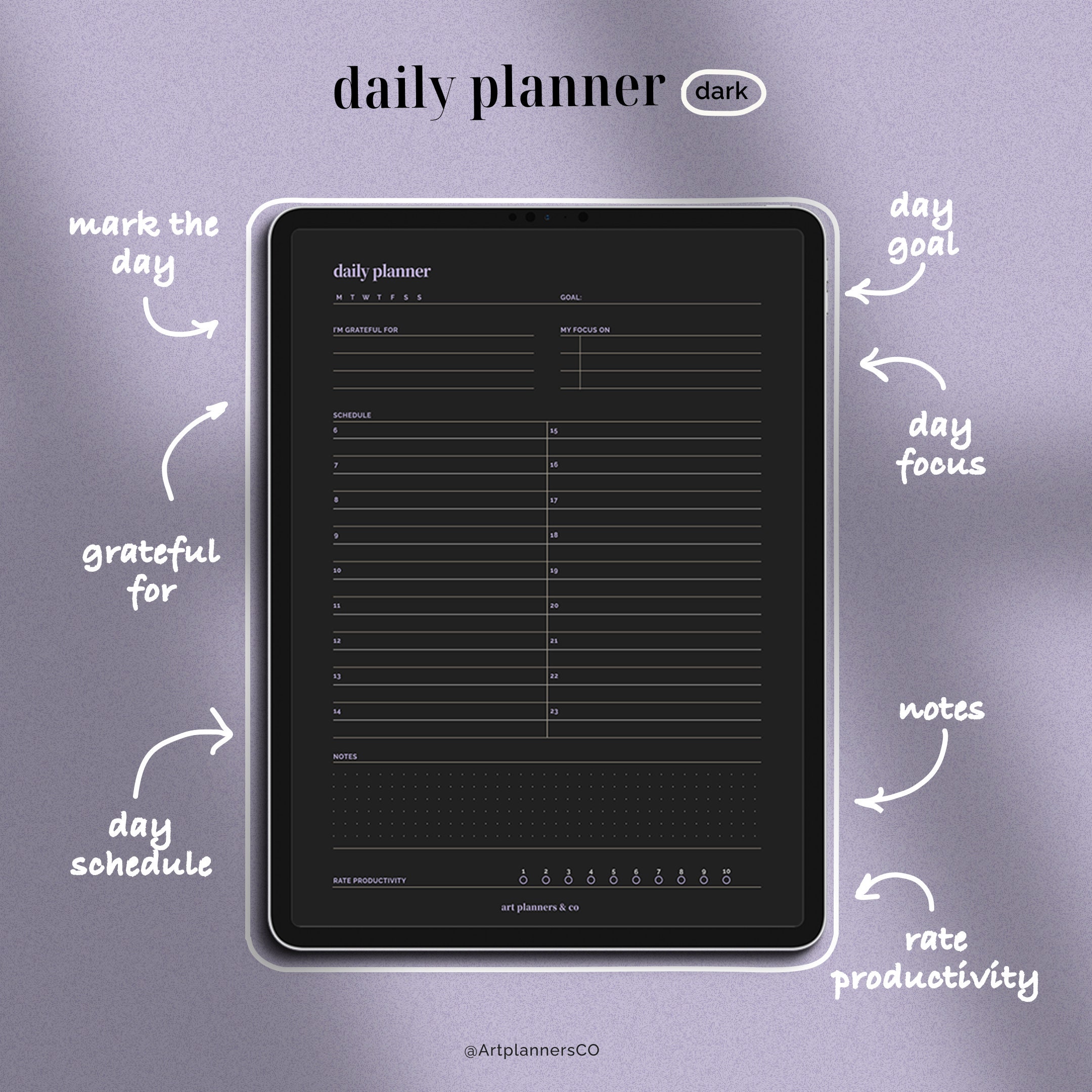 Detailed Daily Planner Template Schedule Notebook Vertical To-do List ...