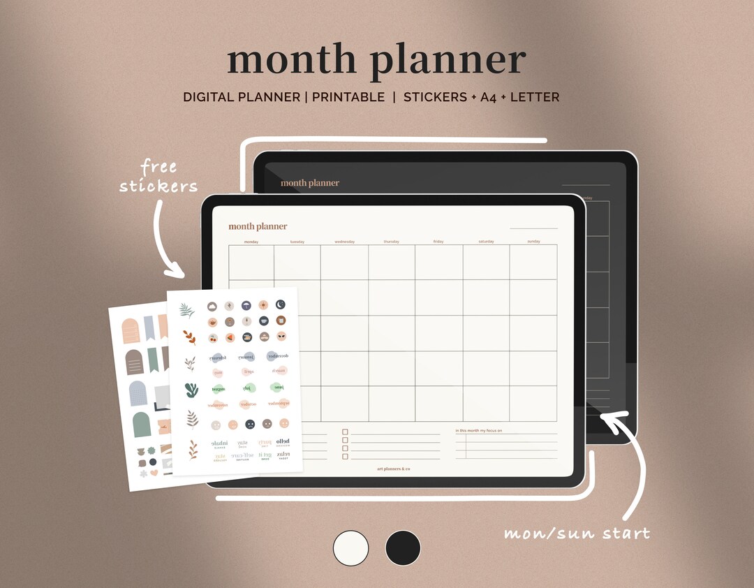 Digital Mastery: A4 and Letter Digital Month Planner With Todo List ...